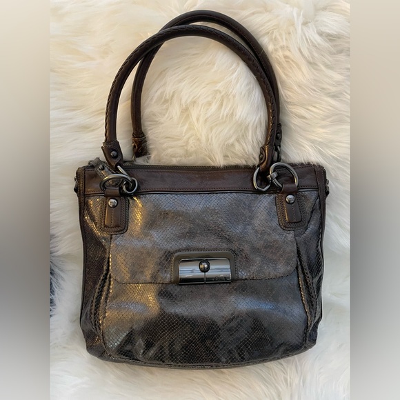 Coach | Bags | Coach Kristin Style 837 Brown Python Embossed Leather ...